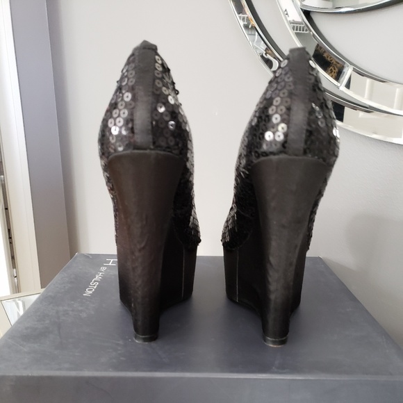 H by Halston | Shoes | Used Sequin Wedges | Poshmark